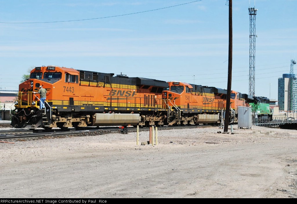 BNSF 7443 And Helpers Pulling In For Fuel & Sand